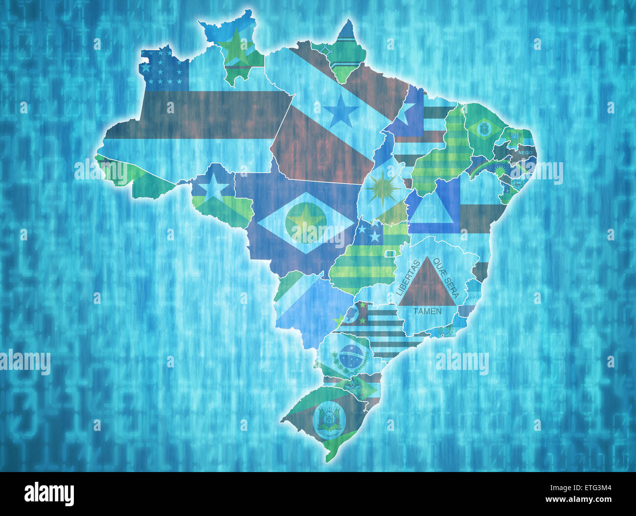 map of brazil with administrative divisions over digital background ...
