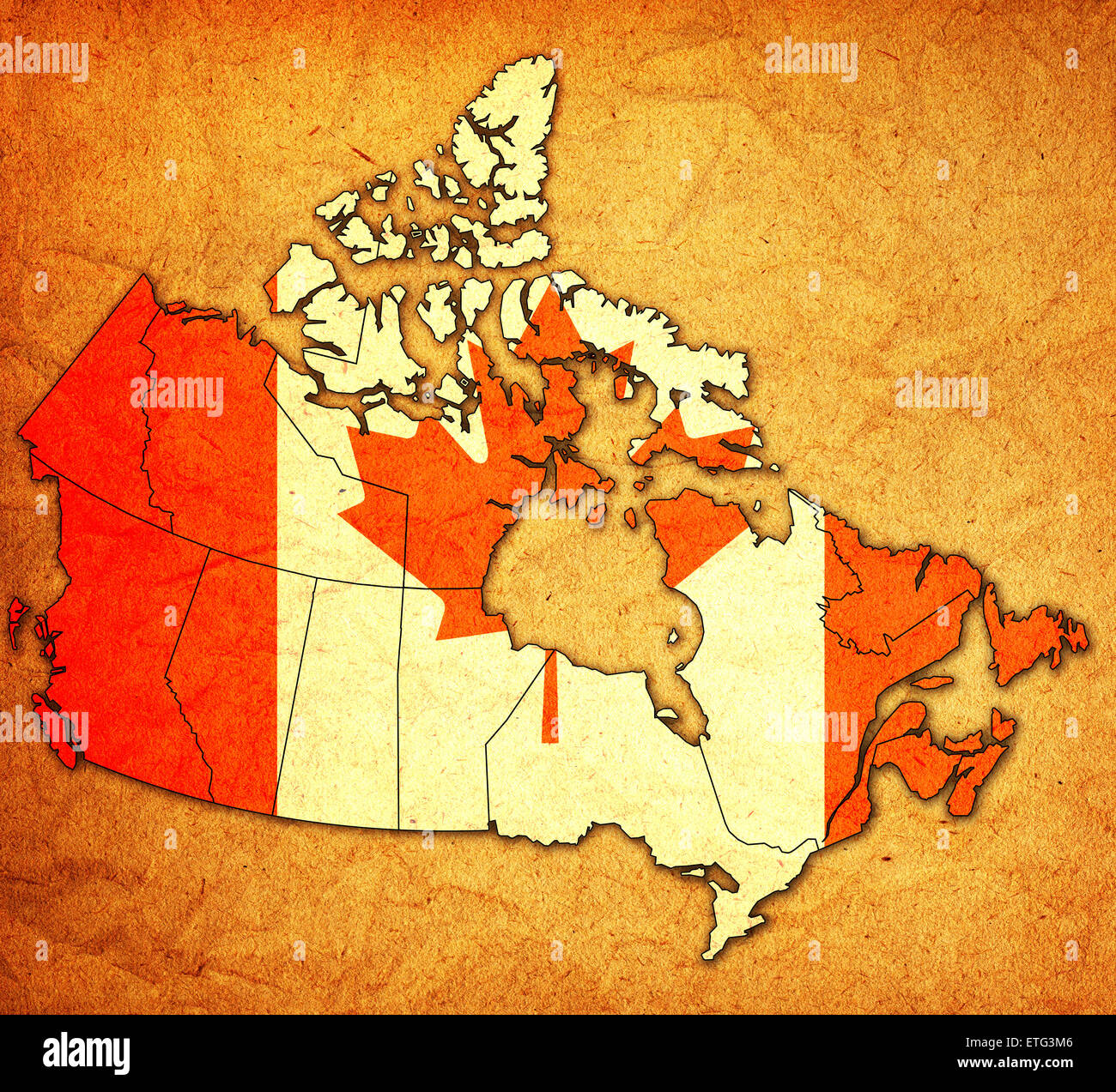 old vintage administration map of canada with flag Stock Photo - Alamy