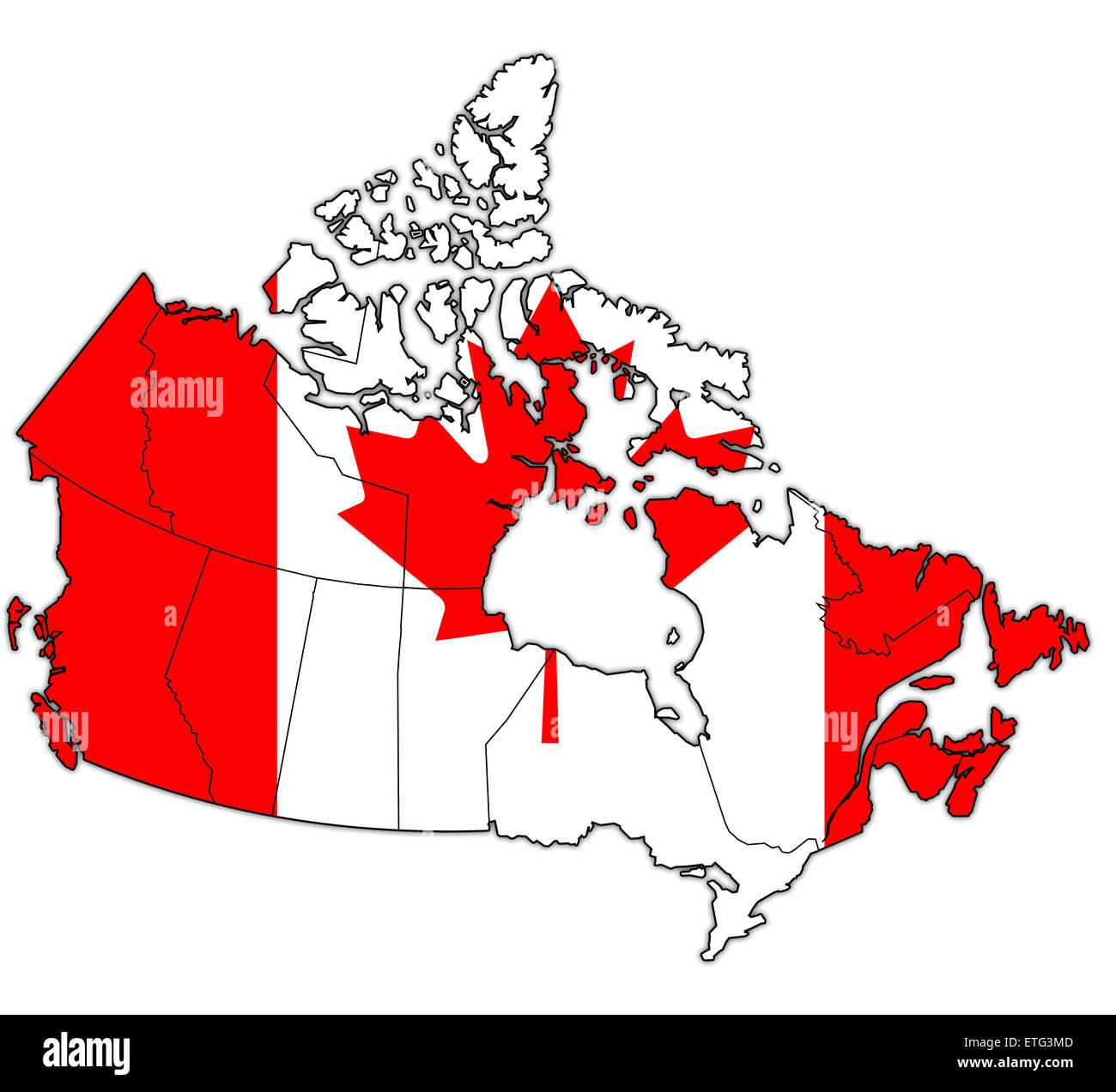 old vintage administration map of canada with flag Stock Photo - Alamy