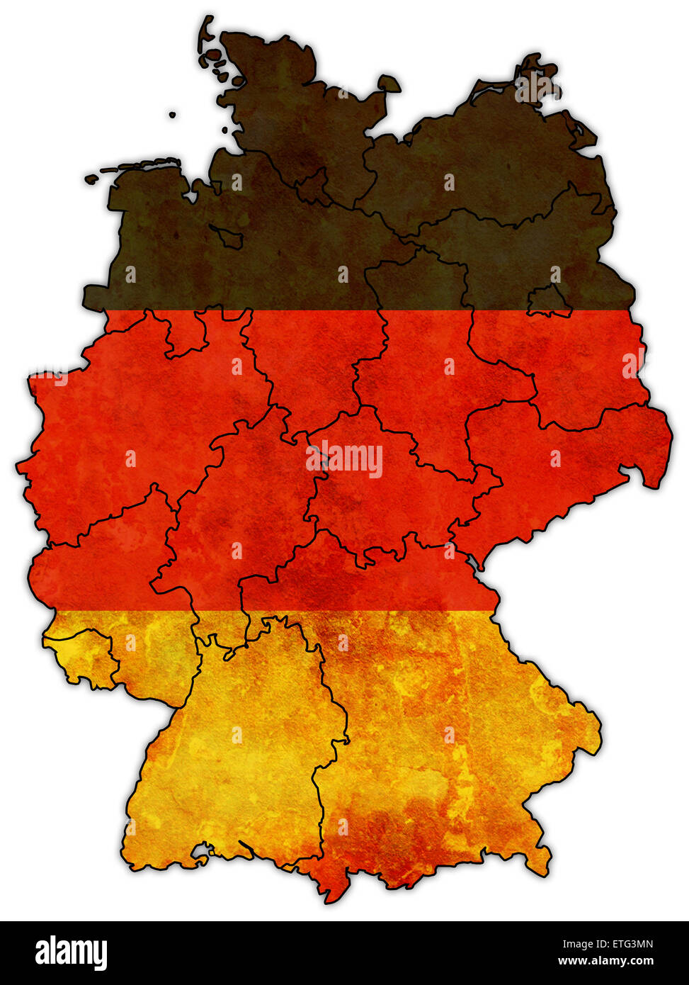 german flag on old administration map of german provinces Stock Photo ...