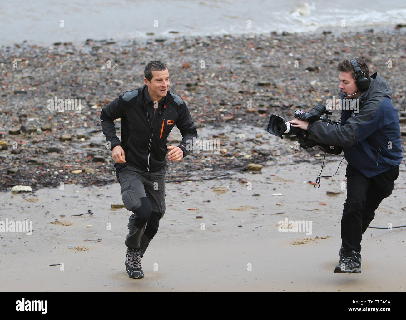 Bear Grylls making a dramatic entrance to This Morning Show at ITV ...