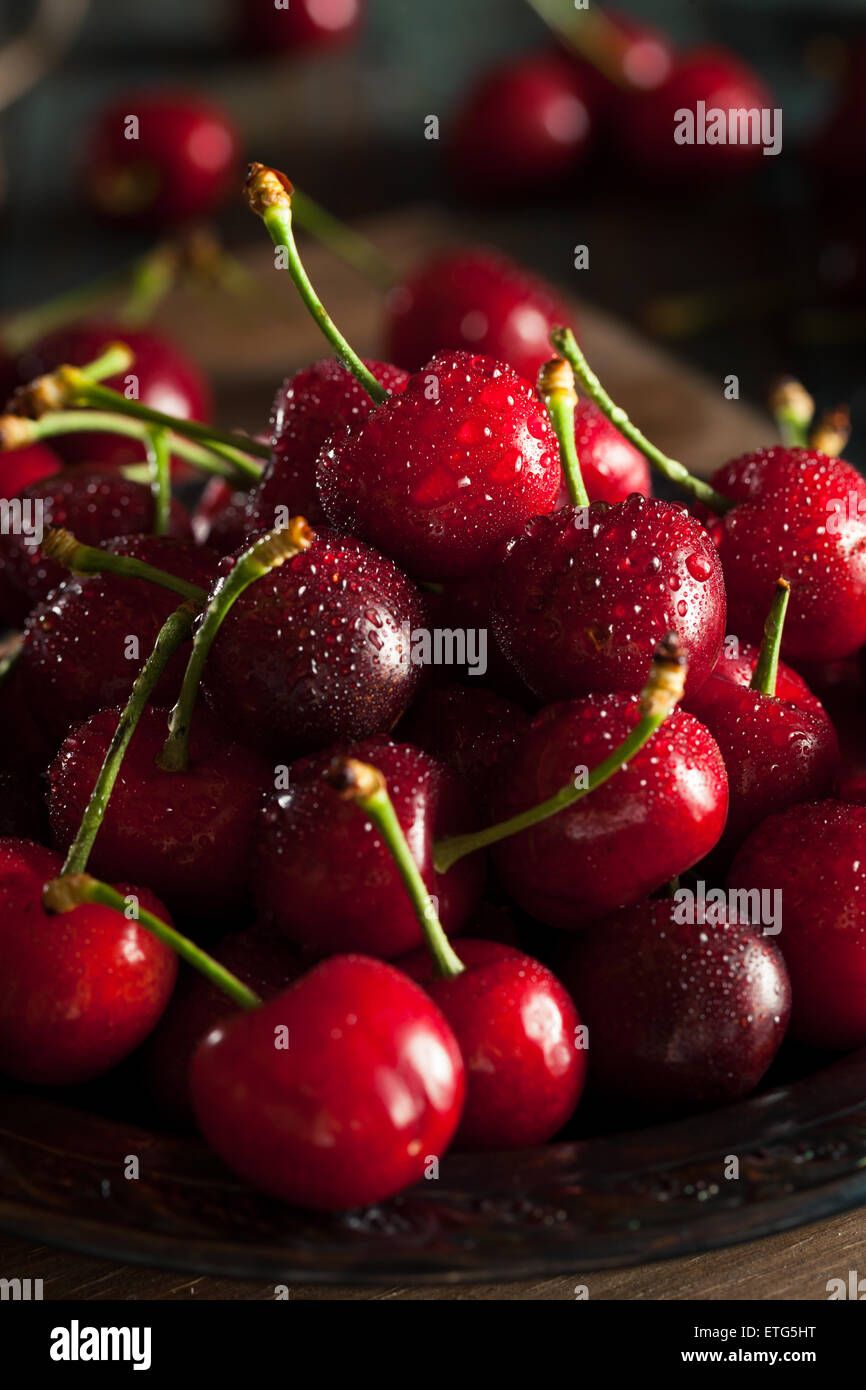 Raw Organic Red Cherries Ready to Eat Stock Photo - Alamy