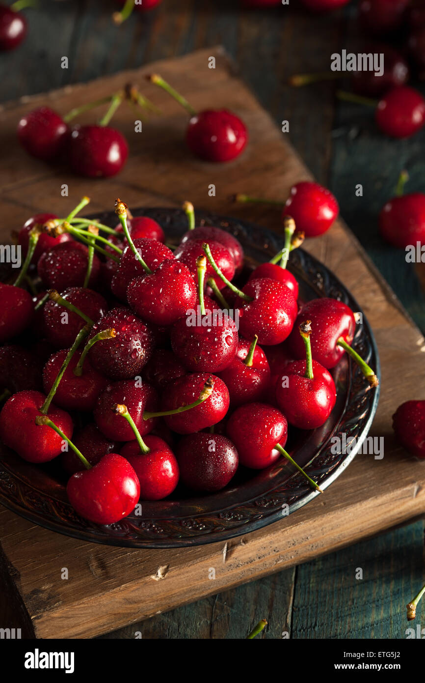 Raw Organic Red Cherries Ready to Eat Stock Photo - Alamy