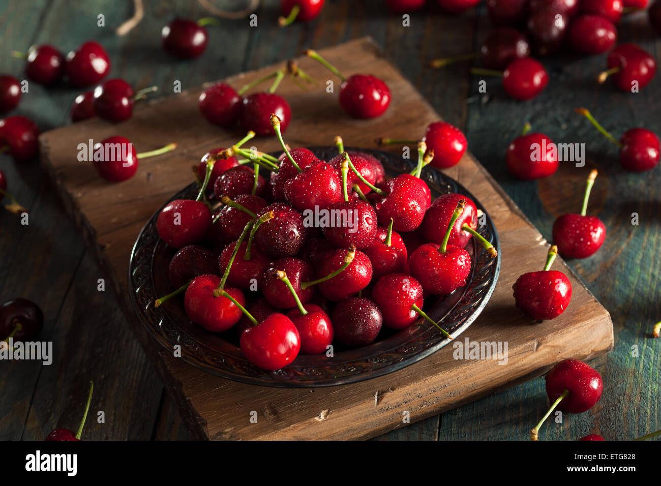 Raw Organic Red Cherries Ready to Eat Stock Photo - Alamy