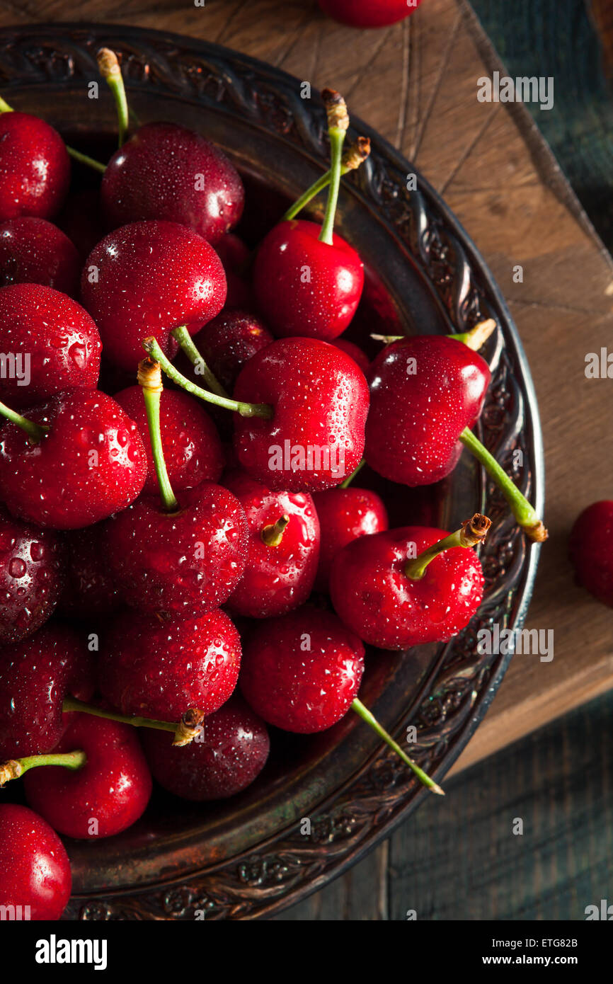 Raw Organic Red Cherries Ready to Eat Stock Photo - Alamy