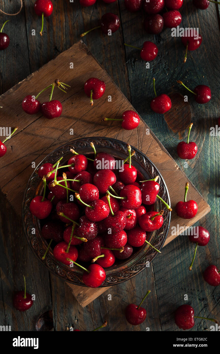 Raw Organic Red Cherries Ready to Eat Stock Photo - Alamy