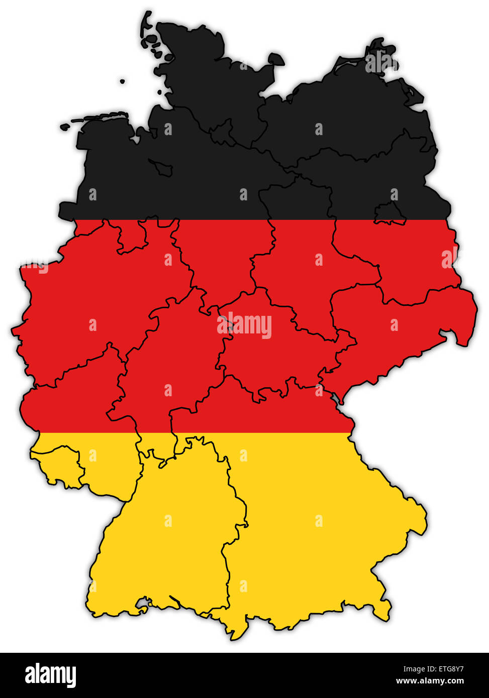 german flag on old administration map of german provinces Stock Photo ...