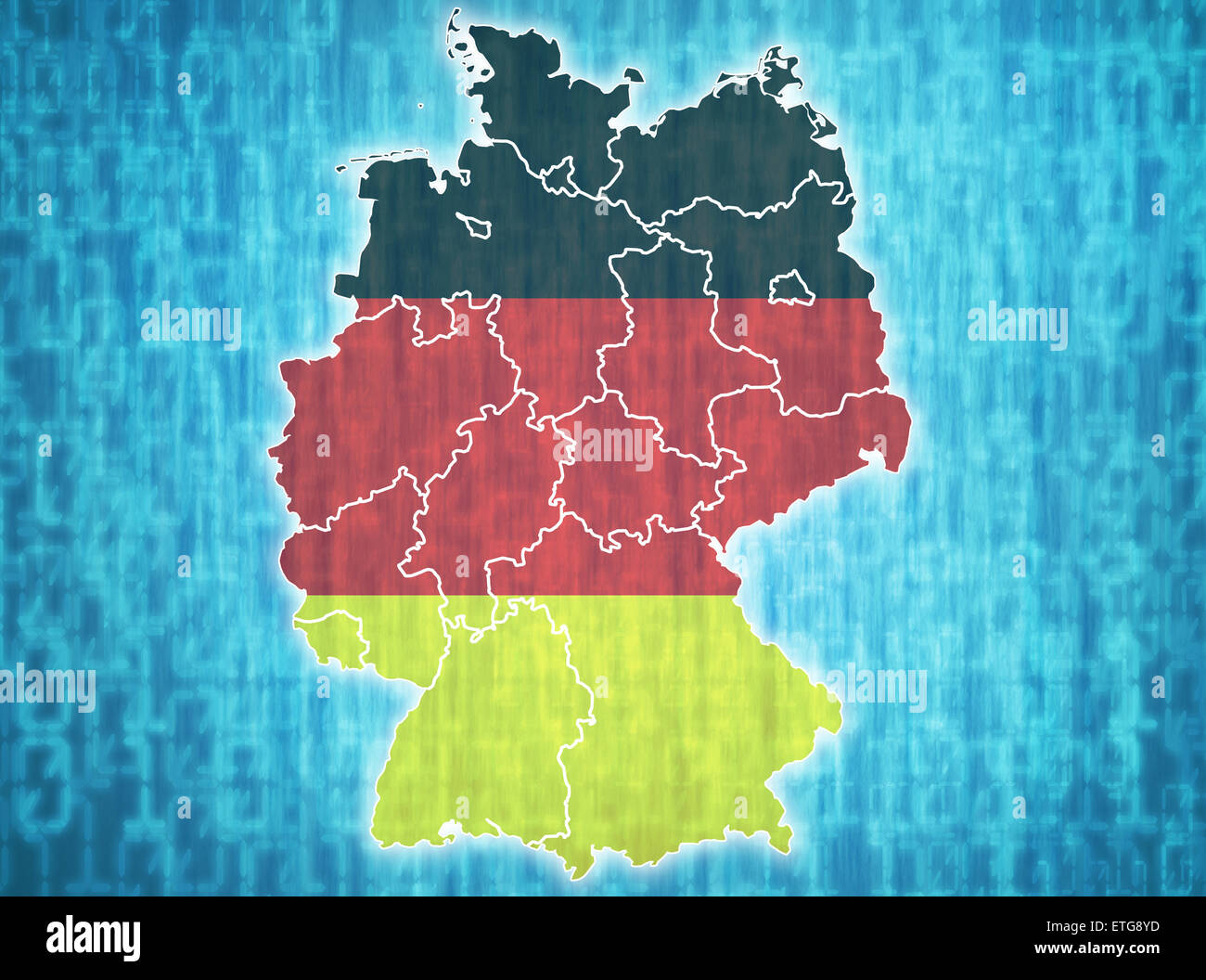 map of germany with administrative divisions over digital background ...