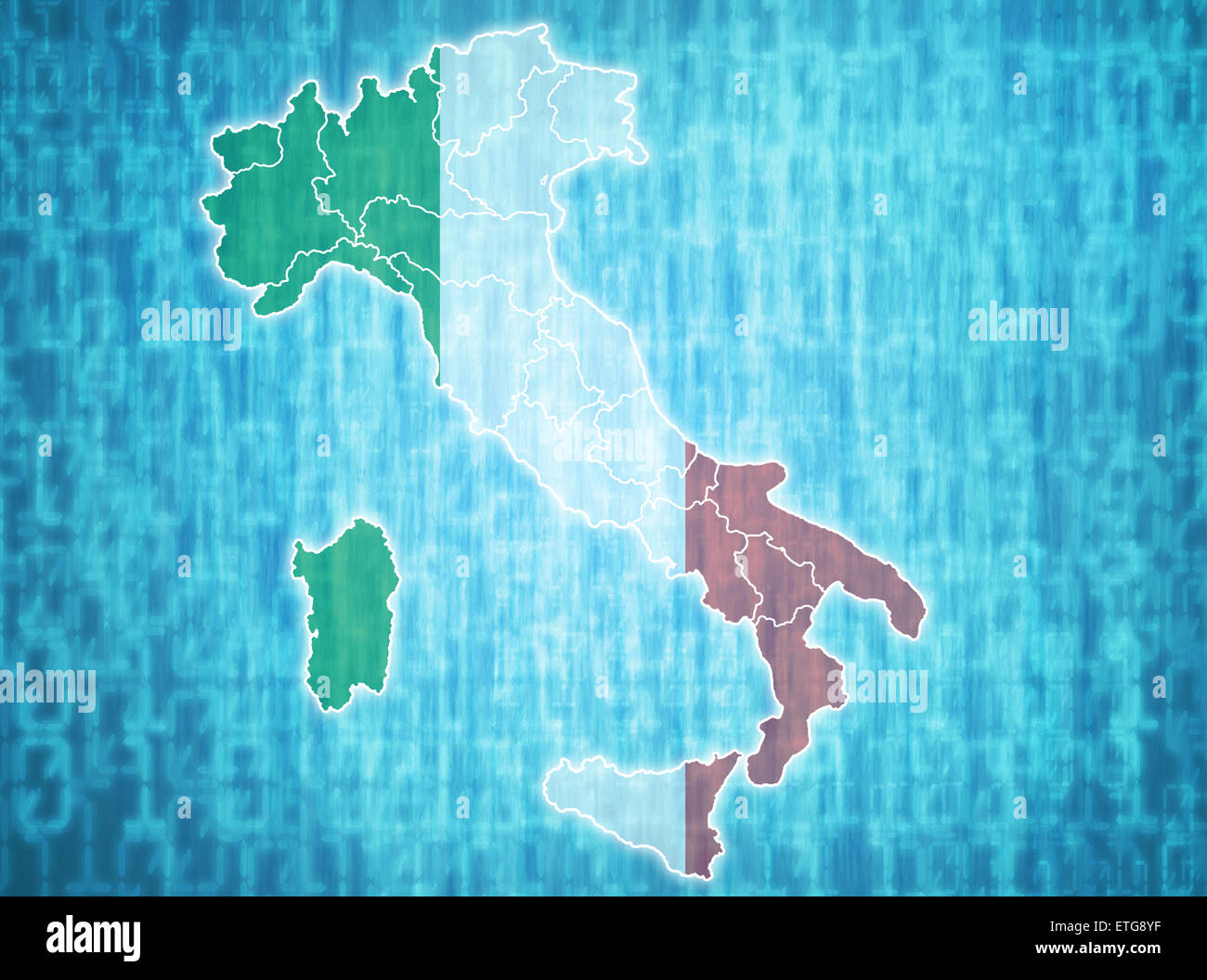 map of italy with administrative divisions over digital background ...