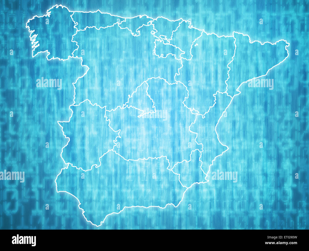 map of spain with administrative divisions over digital background ...