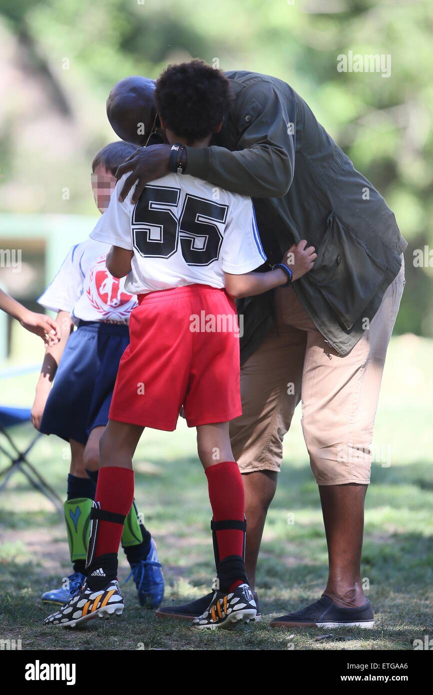 Seal watches his children play in a soccer game Featuring: Seal Samuel ...