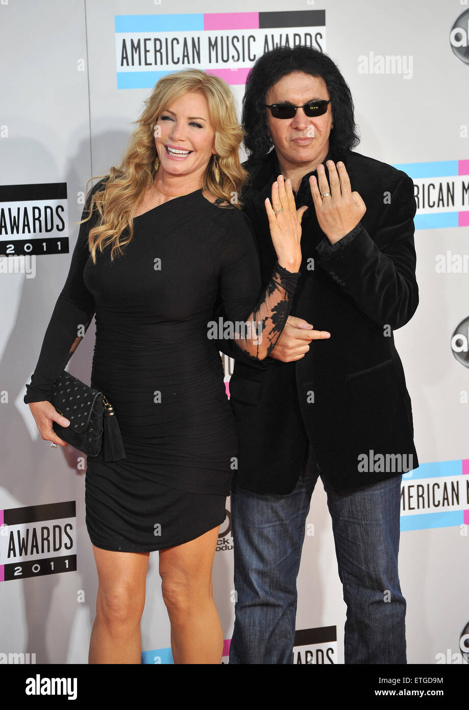 LOS ANGELES, CA - NOVEMBER 20, 2011: KISS star Gene Simmons & wife ...