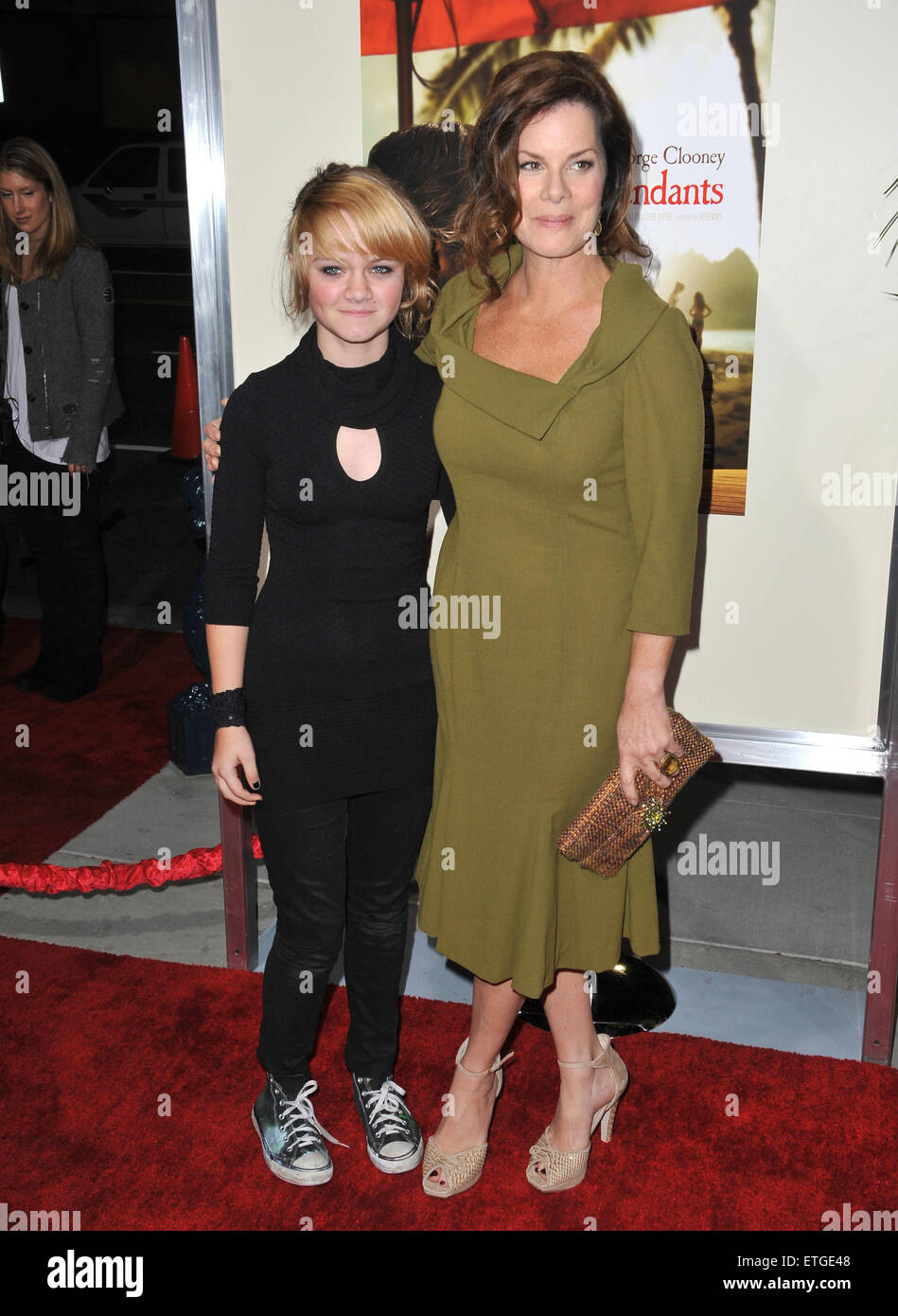 BEVERLY HILLS, CA - NOVEMBER 15, 2011: Marcia Gay Harden & daughter at ...