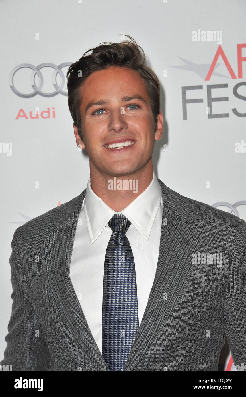 LOS ANGELES, CA - NOVEMBER 3, 2012: Armie Hammer at the world premiere ...
