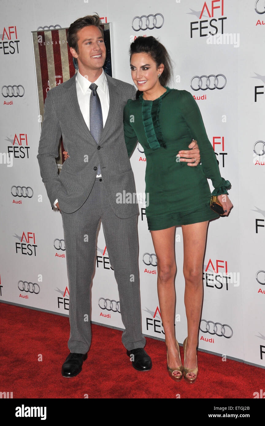 LOS ANGELES, CA - NOVEMBER 3, 2012: Armie Hammer & wife Elizabeth ...