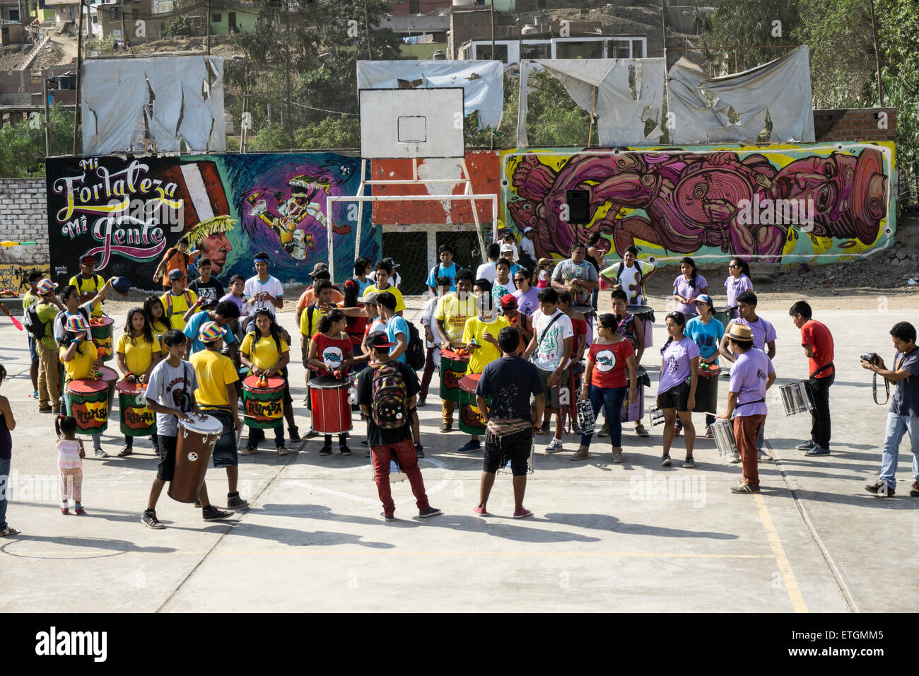 Festival in the district of Comas, Drums,Lima city, Peru Stock Photo ...