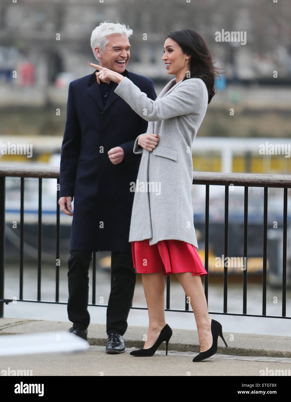 Christine Bleakley and Philip Schofield filming on the Southbank ...