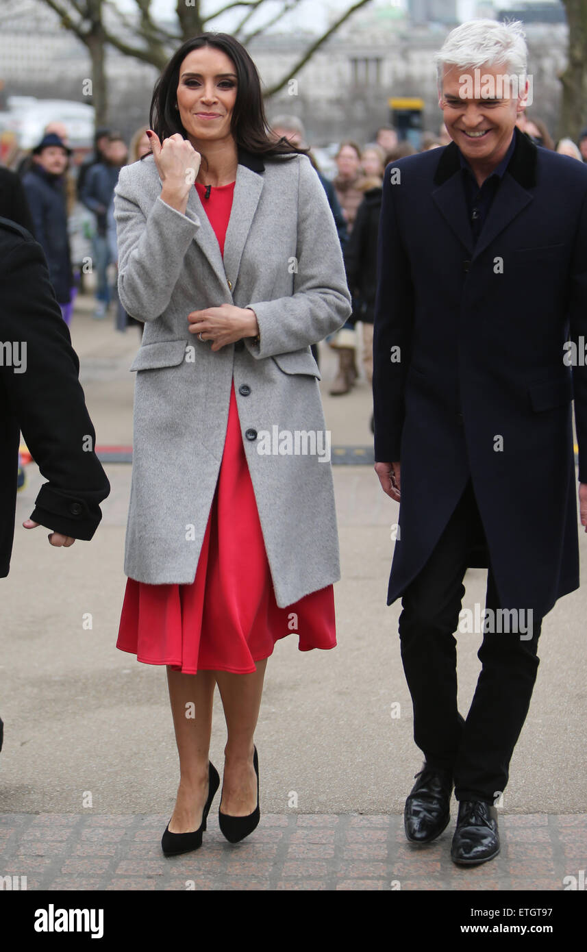 Christine Bleakley and Philip Schofield filming on the Southbank ...