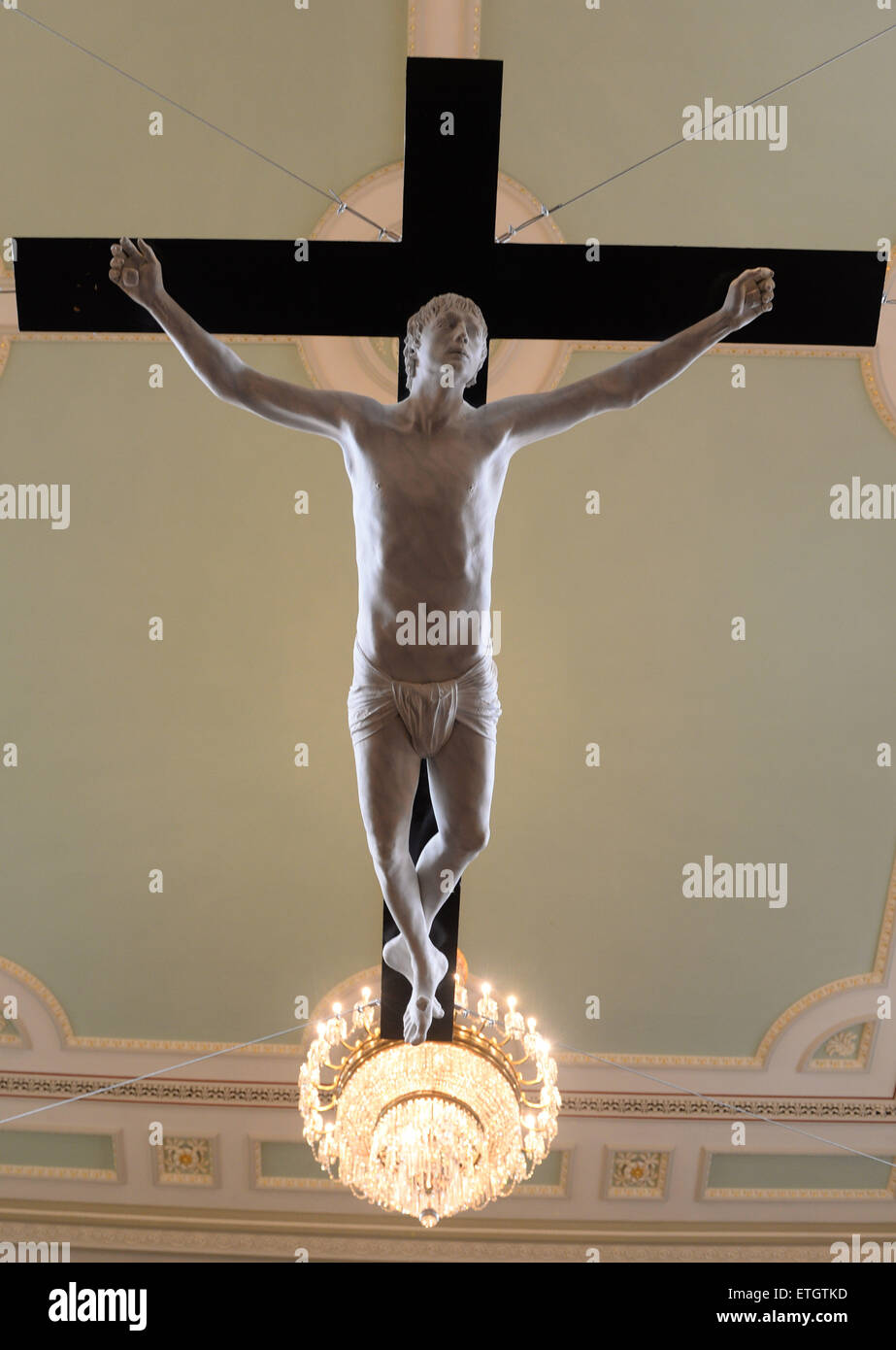 A Life sized sculpture depicting singer Pete Doherty on a crucifix ...