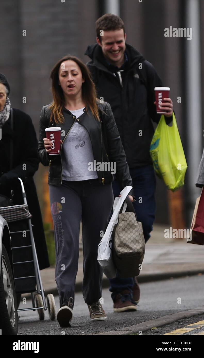 A make up free Natalie Cassidy and her boyfriend Marc Humphreys arrive ...