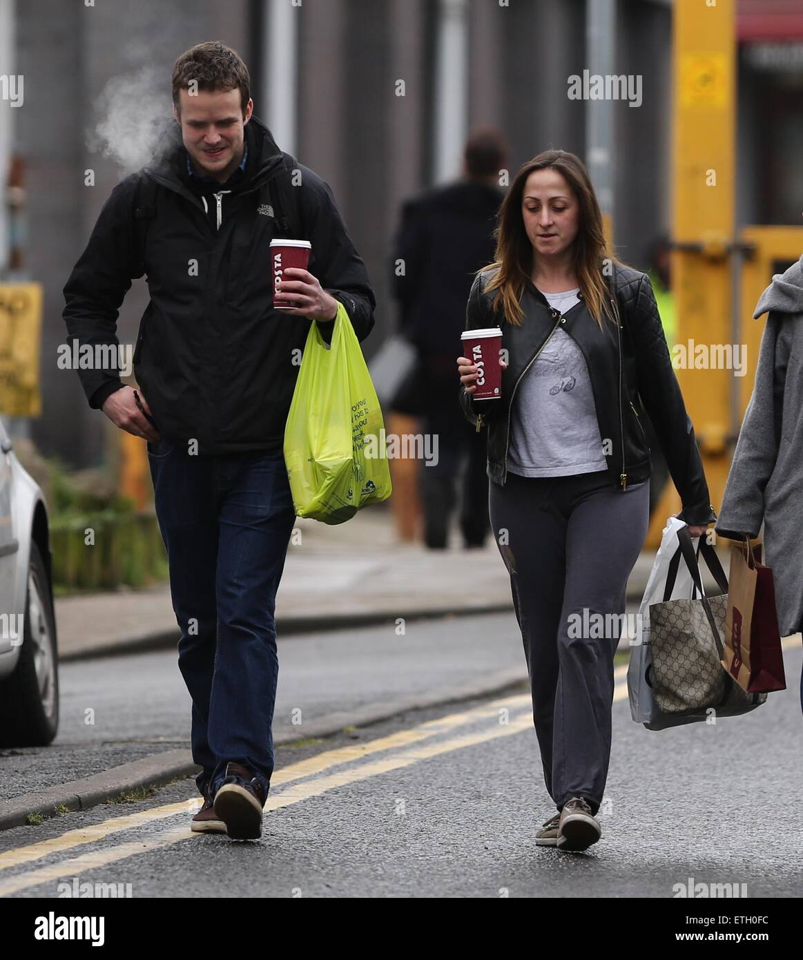 A make up free Natalie Cassidy and her boyfriend Marc Humphreys arrive ...