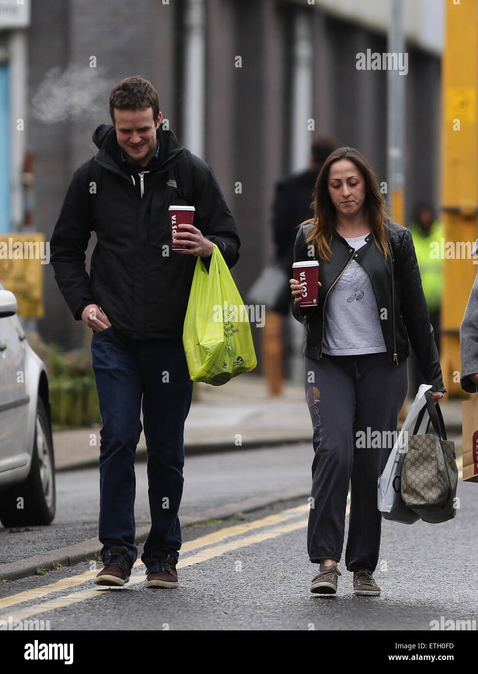 A make up free Natalie Cassidy and her boyfriend Marc Humphreys arrive ...