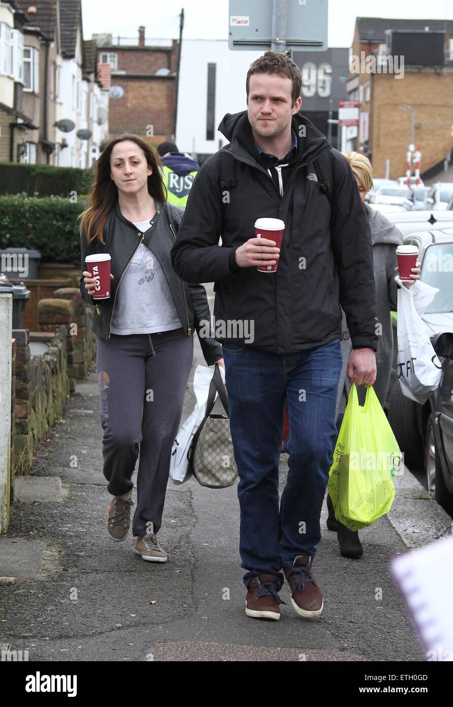 A make up free Natalie Cassidy and her boyfriend Marc Humphreys arrive ...