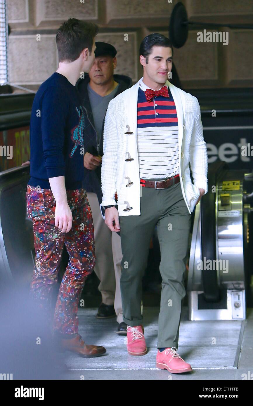 On-screen couple Chris Colfer and Darren Criss film scenes for the ...