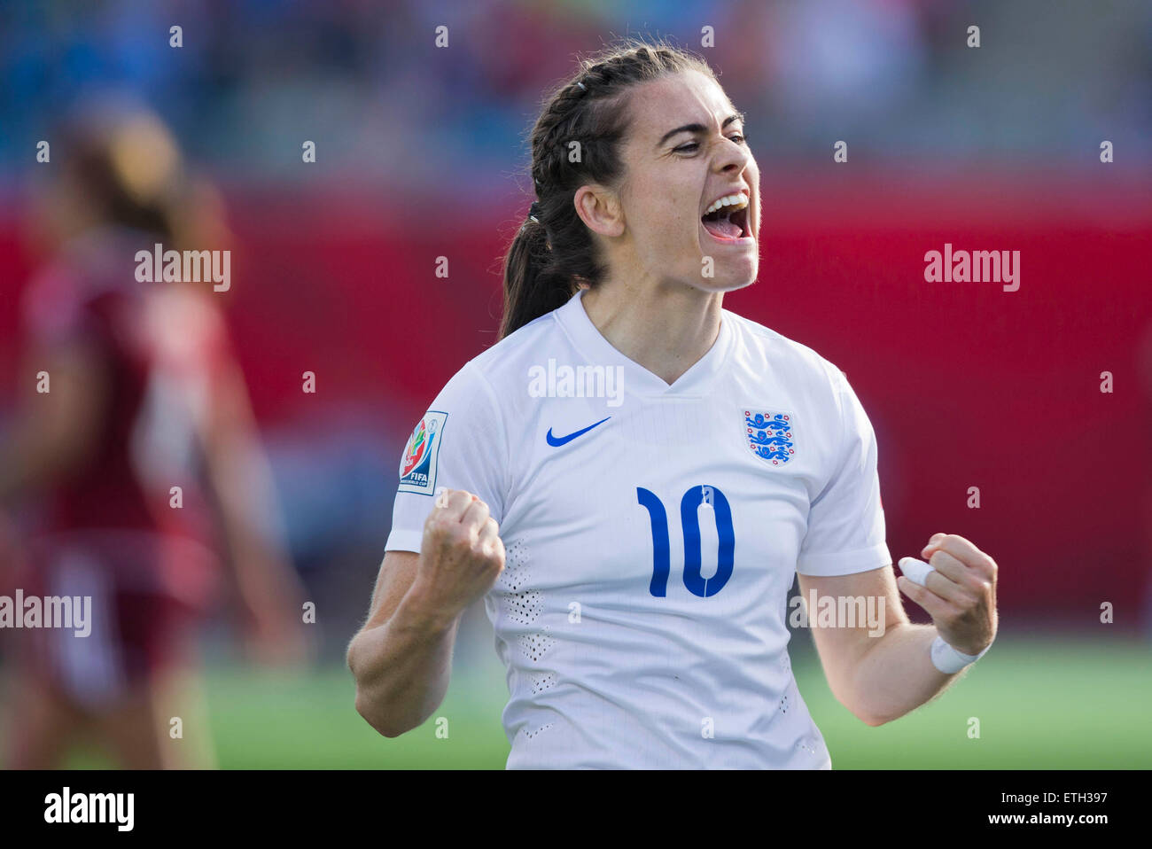 Moncton, Canada. 13th June, 2015. Karen Carney of England celebrates ...