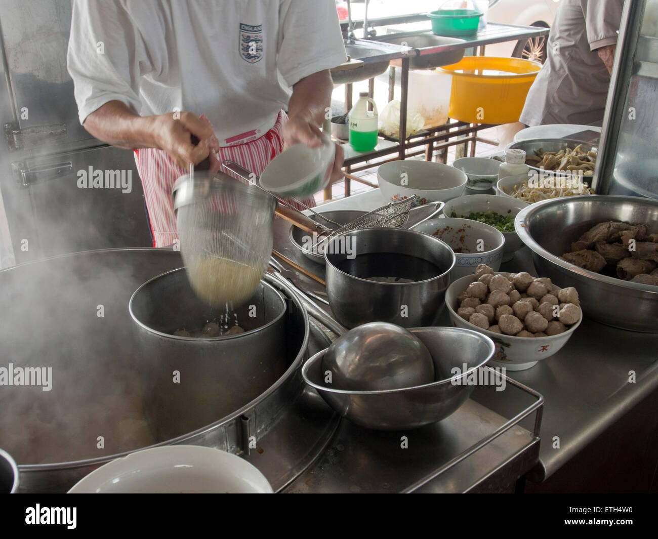 Traditional noodle restaurant in Chinatown, Penang, Malaysia Stock ...