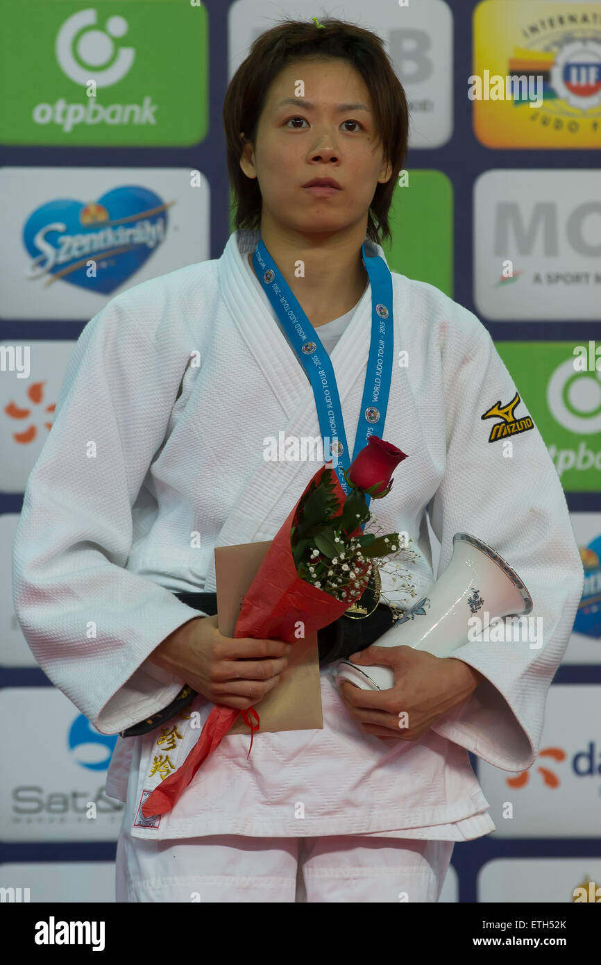 Budapest. 13th June, 2015. Gold medalist Lien Chen-Ling of Chinese Taipei attends the award ...