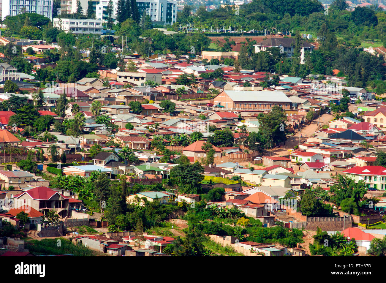 View of suburbs looking east from Muhima near CBD, Kigali, Rwanda Stock ...