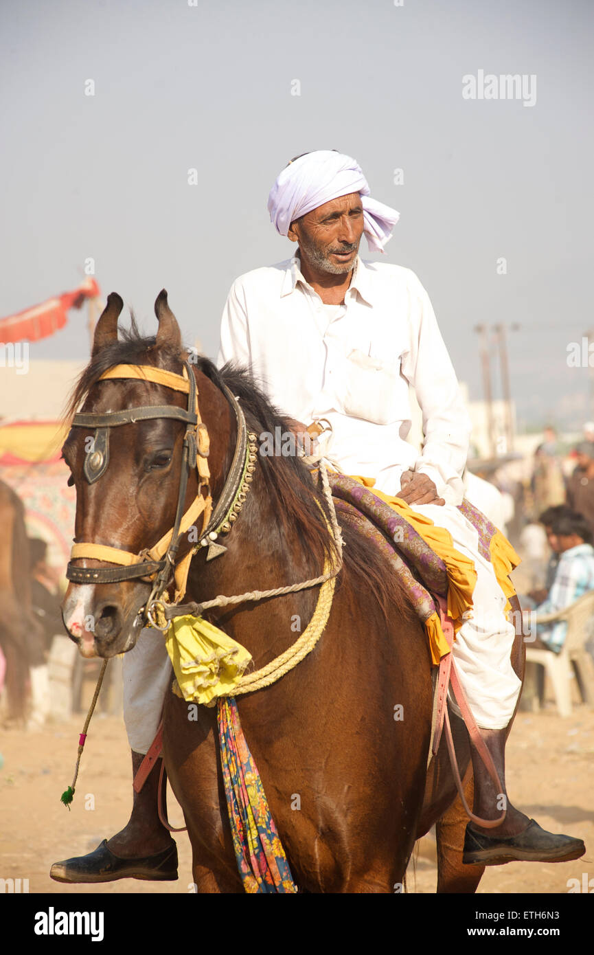 Rajasthani man with horse at the Pushkar fair. Rajasthan, India Stock ...