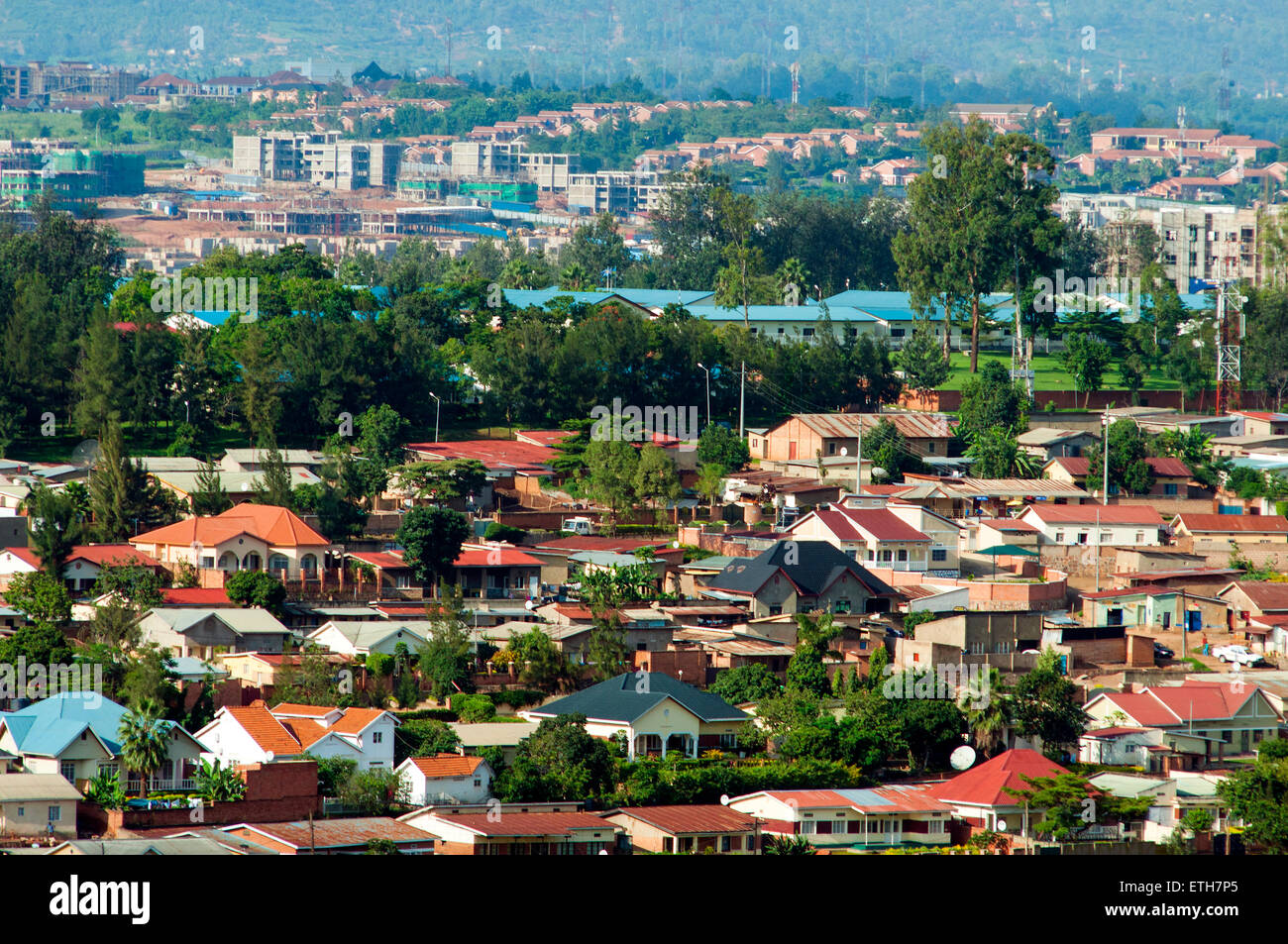 View of suburbs looking east from Muhima near CBD, Kigali, Rwanda Stock ...
