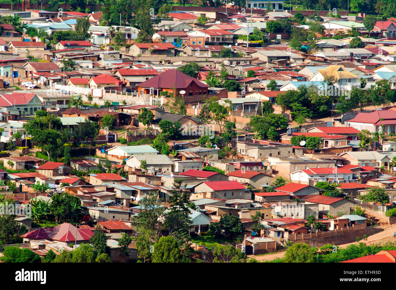 View of suburbs looking east from Muhima near CBD, Kigali, Rwanda Stock ...