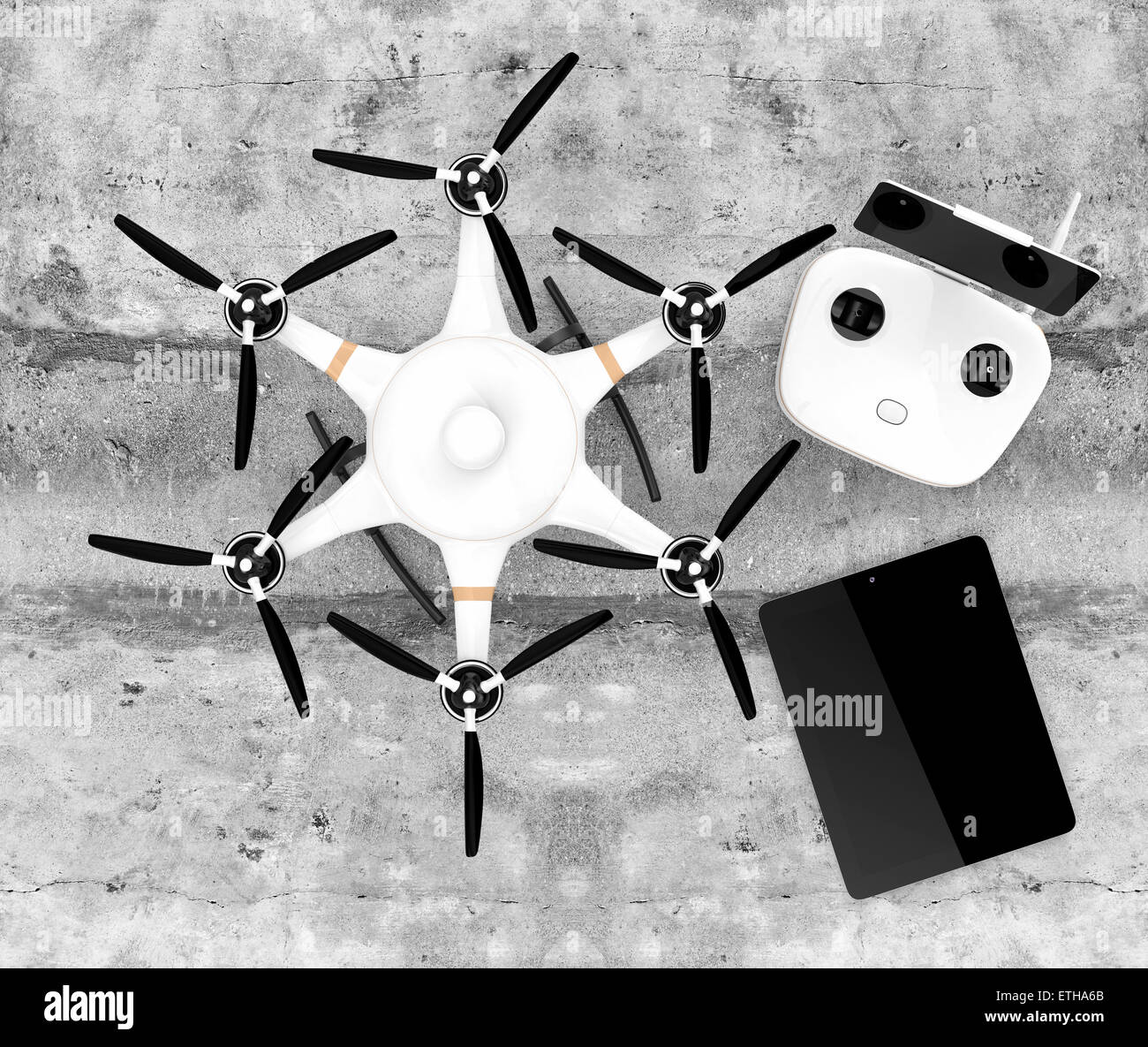 Top view of hexacopter remote controller and tablet PC Stock Photo - Alamy