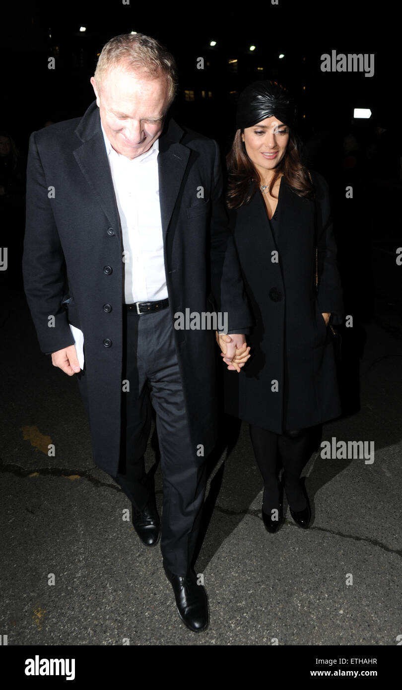 London Fashion Week - Hunter - Outside Arrivals Featuring: Salma Hayek ...