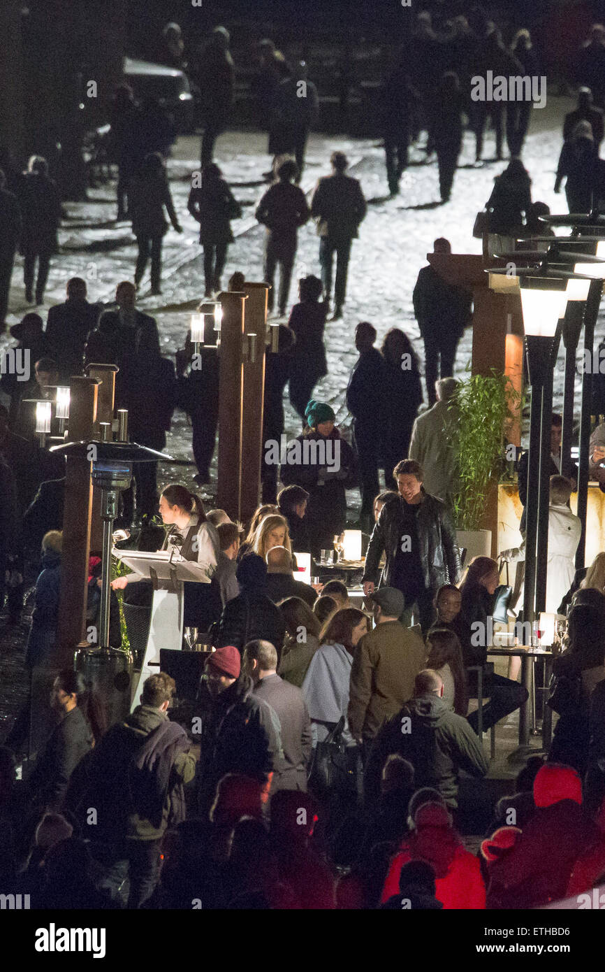 Tom Cruise filming a gun scene on the set of the 'Mission: Impossible 5 ...
