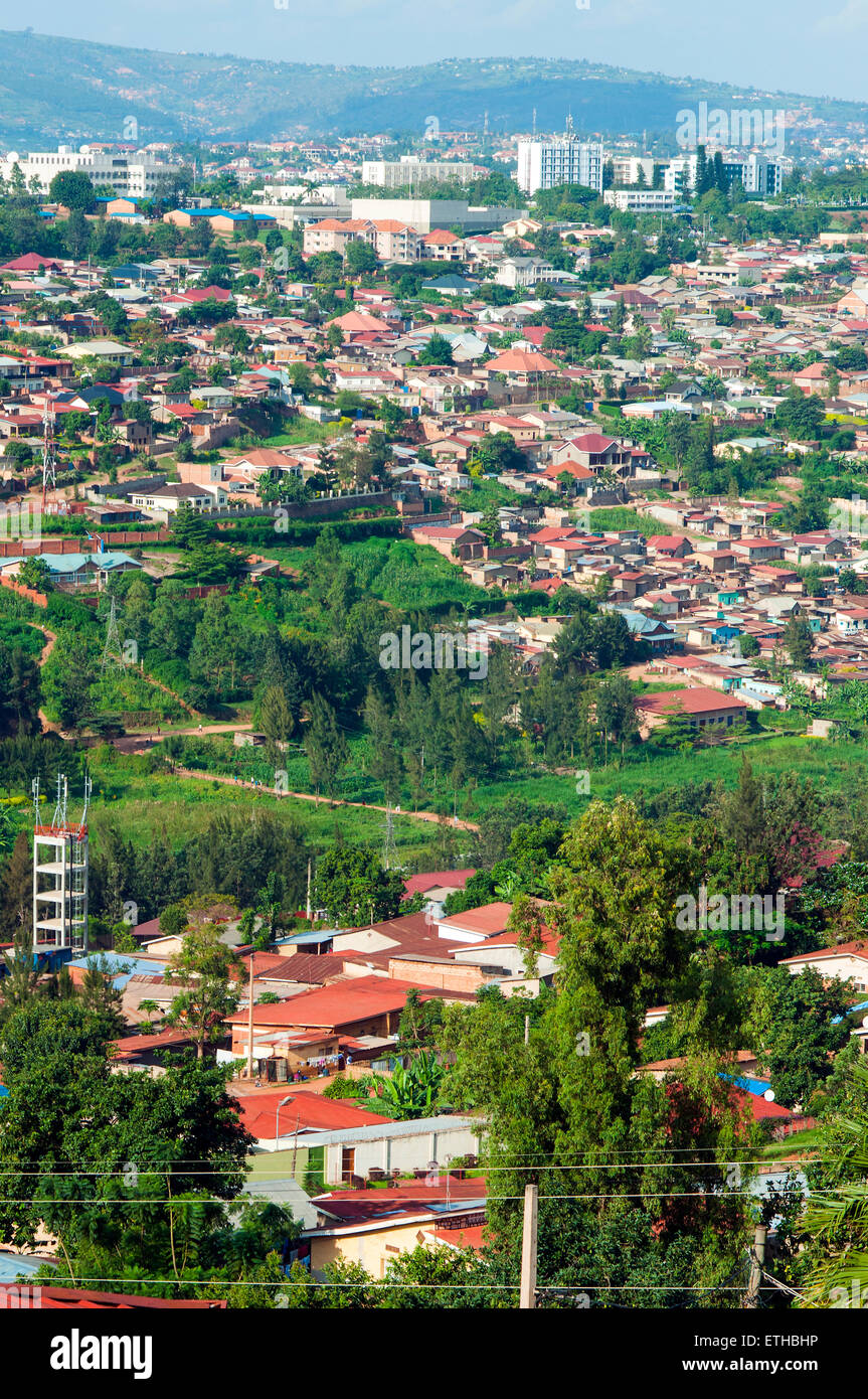 View of suburbs looking east from Muhima near CBD, Kigali, Rwanda Stock ...