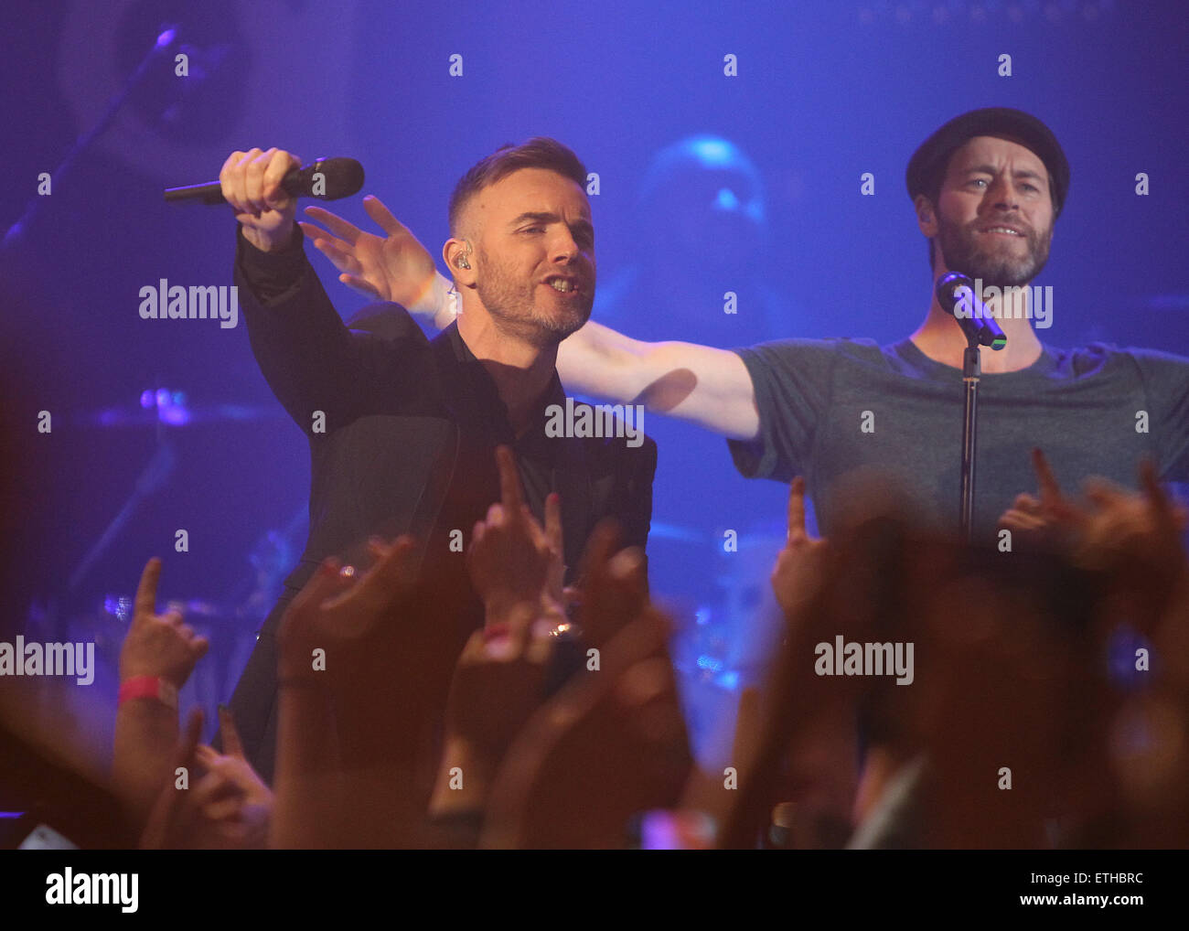 Gary Barlow, Mark Owen and Howard Donald of Take That perform at the O2 ...