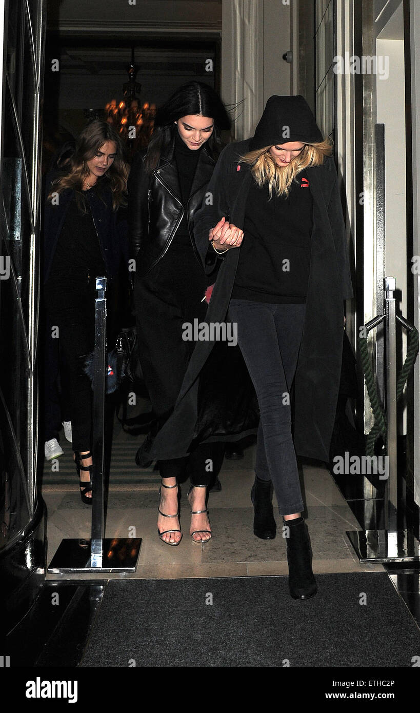 Cara Delevingne, Kendall Jenner and Lily Donaldson seen on a night out ...