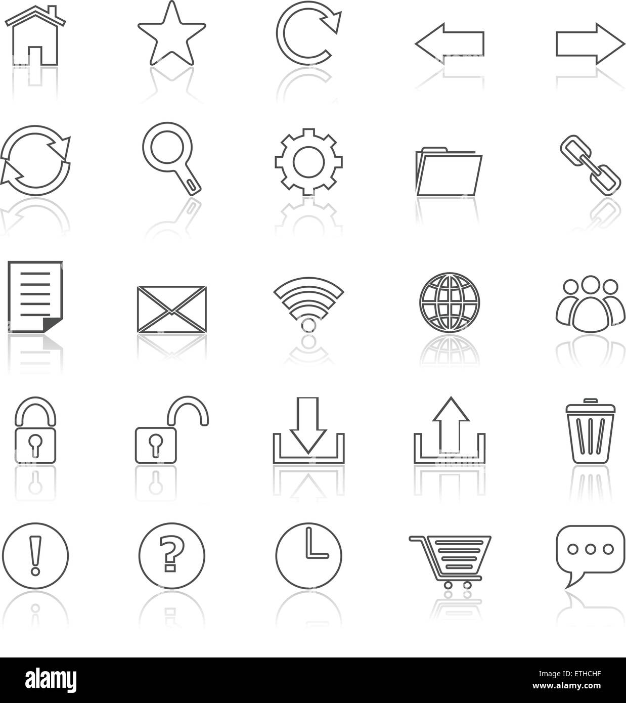 Tool bar line icons with reflect on white, stock vector Stock Vector ...