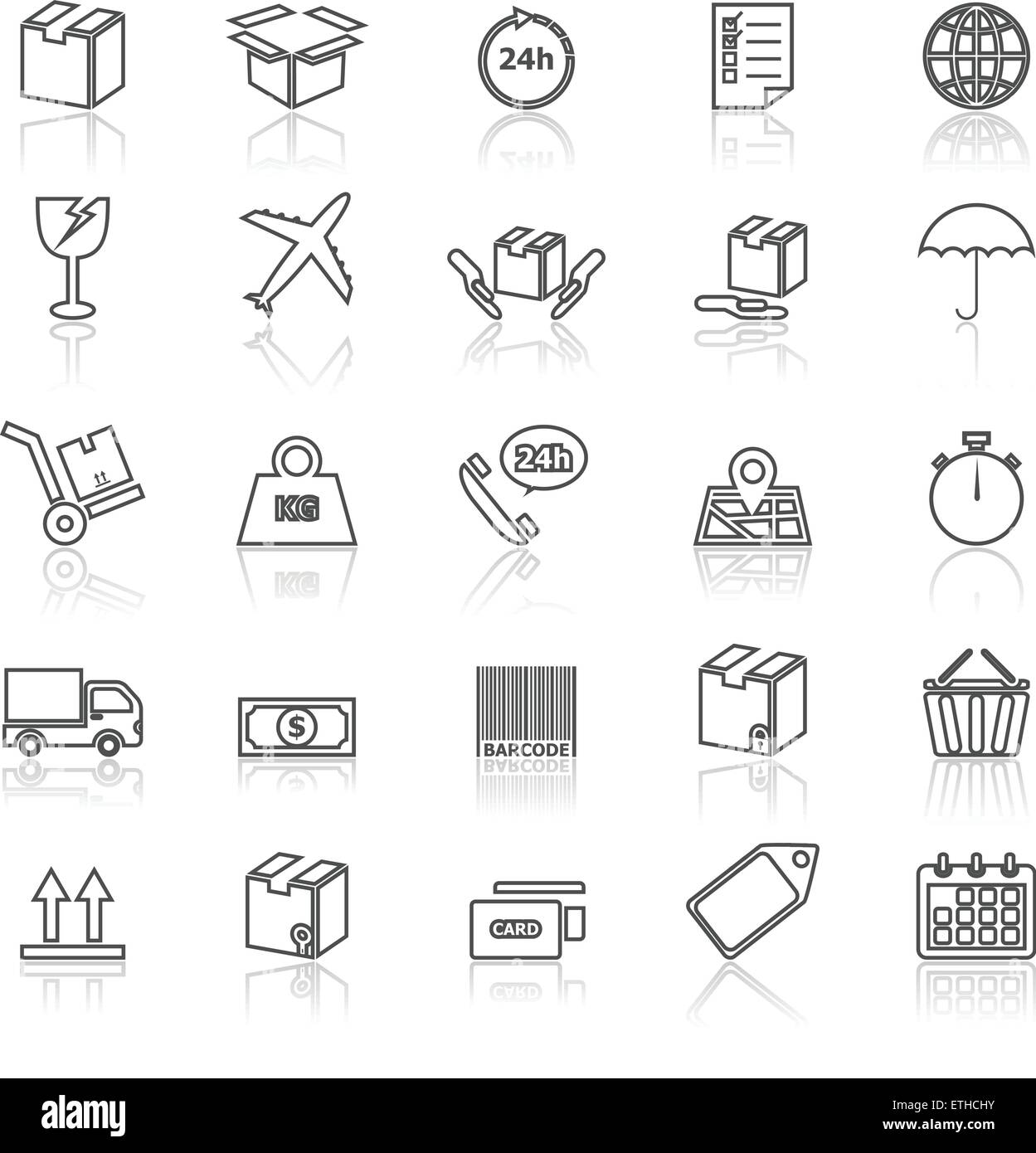 Shipping line icons with reflect on white, stock vector Stock Vector ...