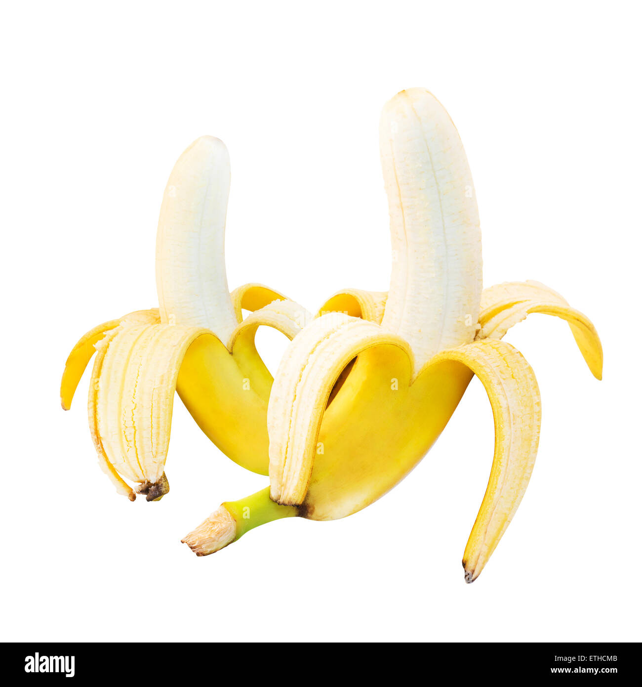 Two fresh bananas composition over white Stock Photo - Alamy