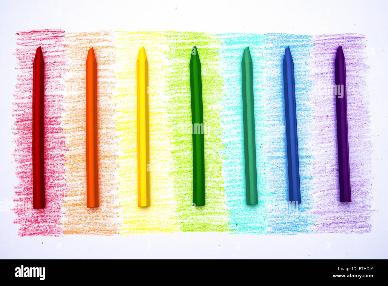 rainbow colors and relevant crayon Stock Photo - Alamy