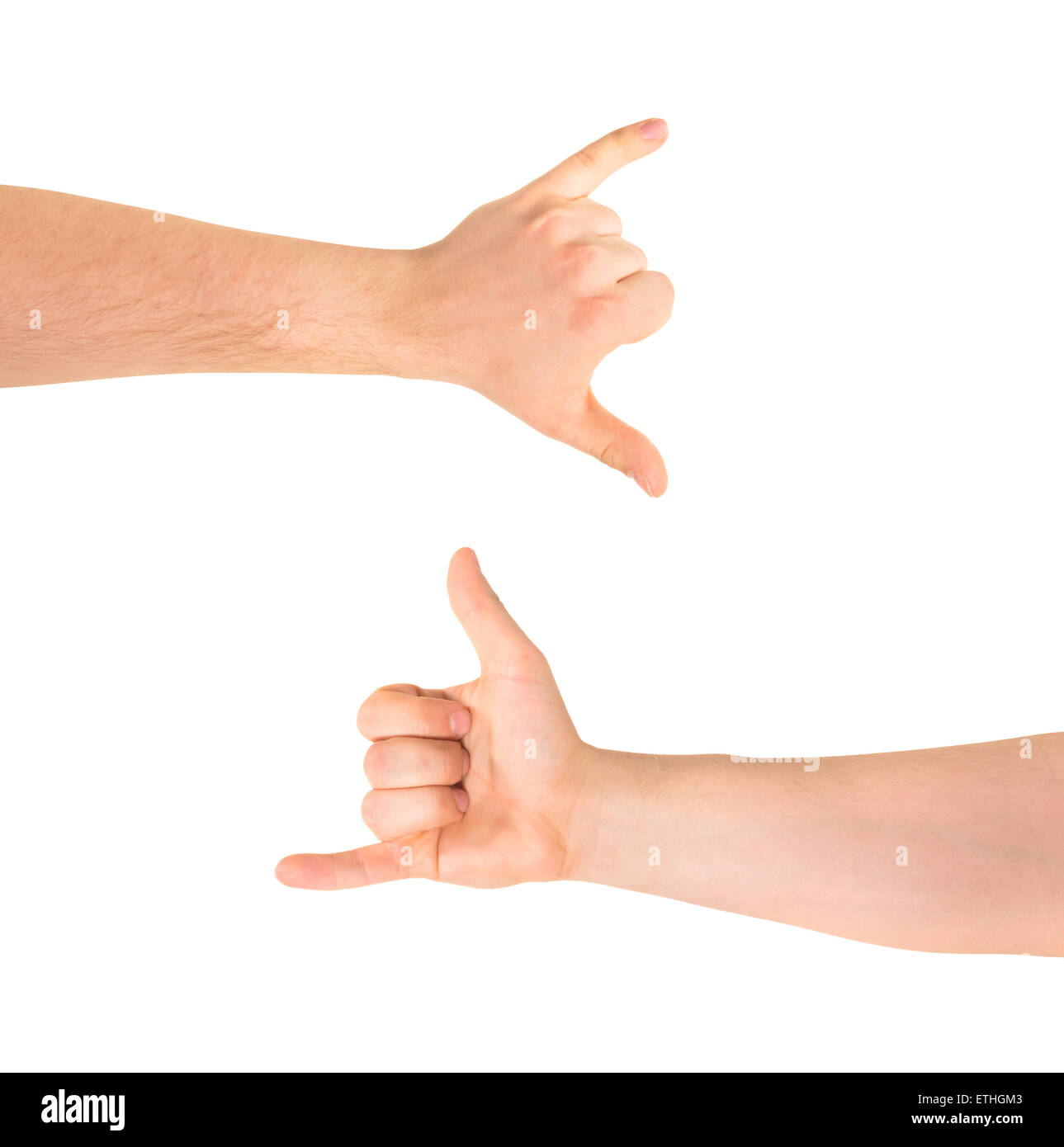 Be on a call hand gesture isolated Stock Photo - Alamy