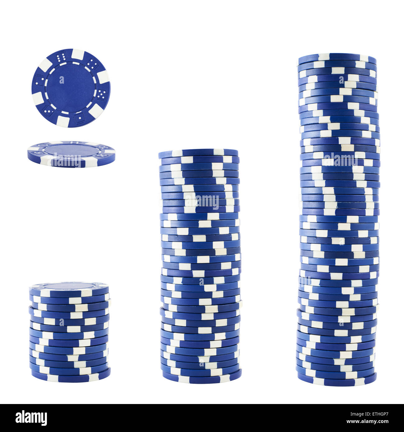 Three stacks of casino chips Stock Photo - Alamy