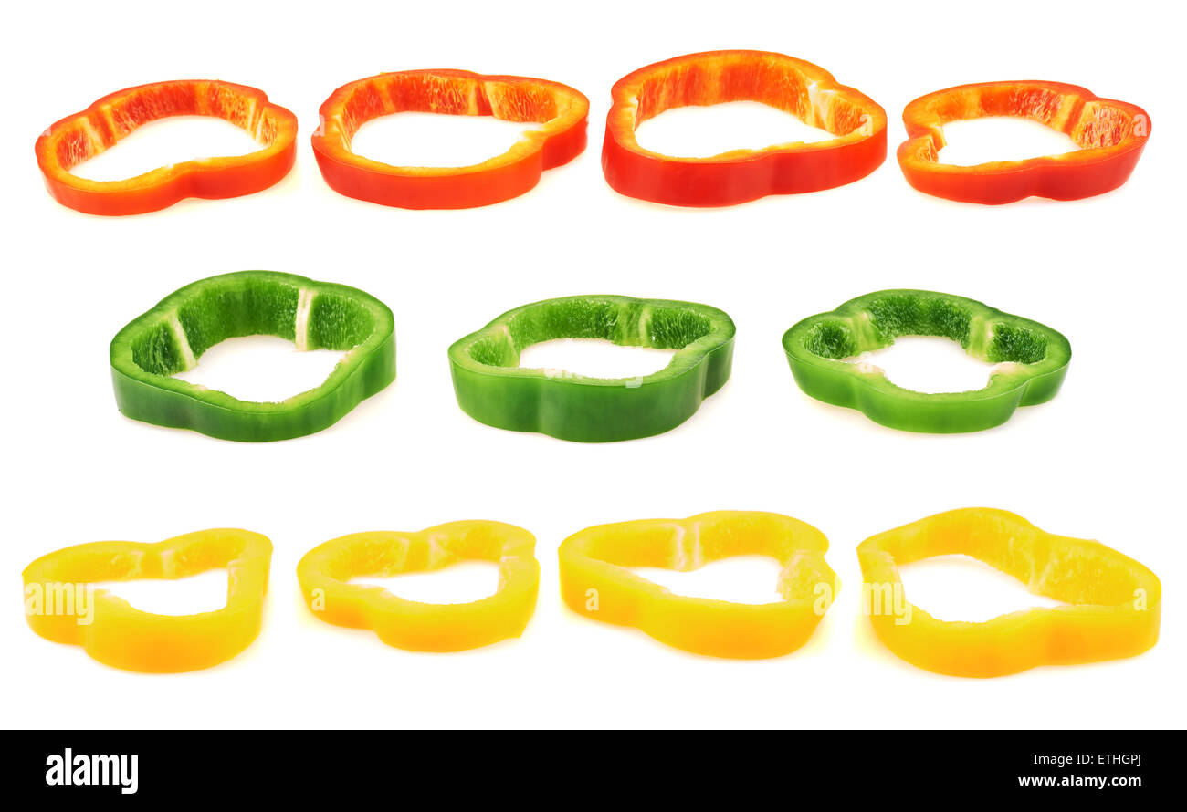 Set of sliced bell pepper section pieces Stock Photo - Alamy