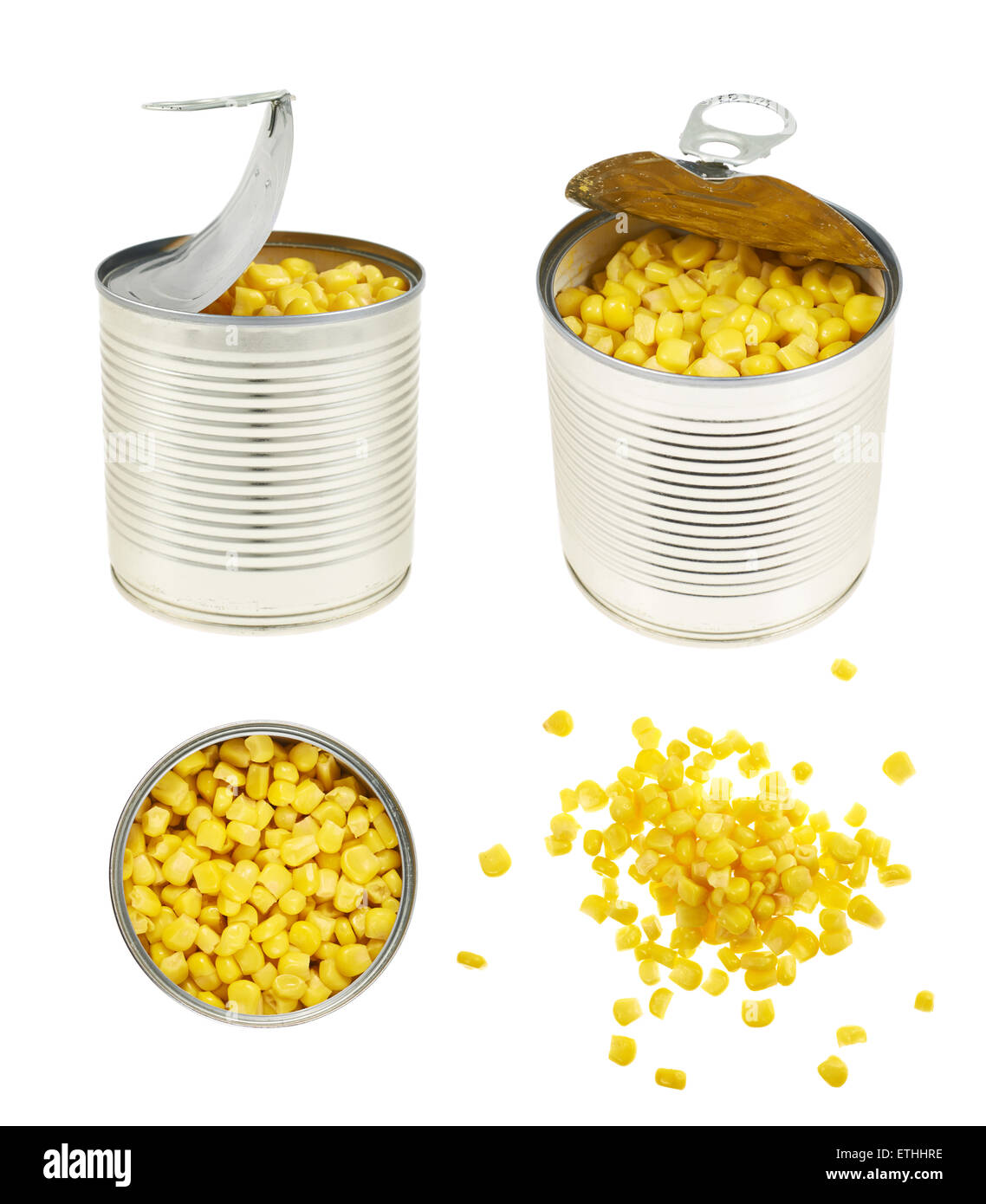 Metal can full of corn kernels isolated Stock Photo - Alamy