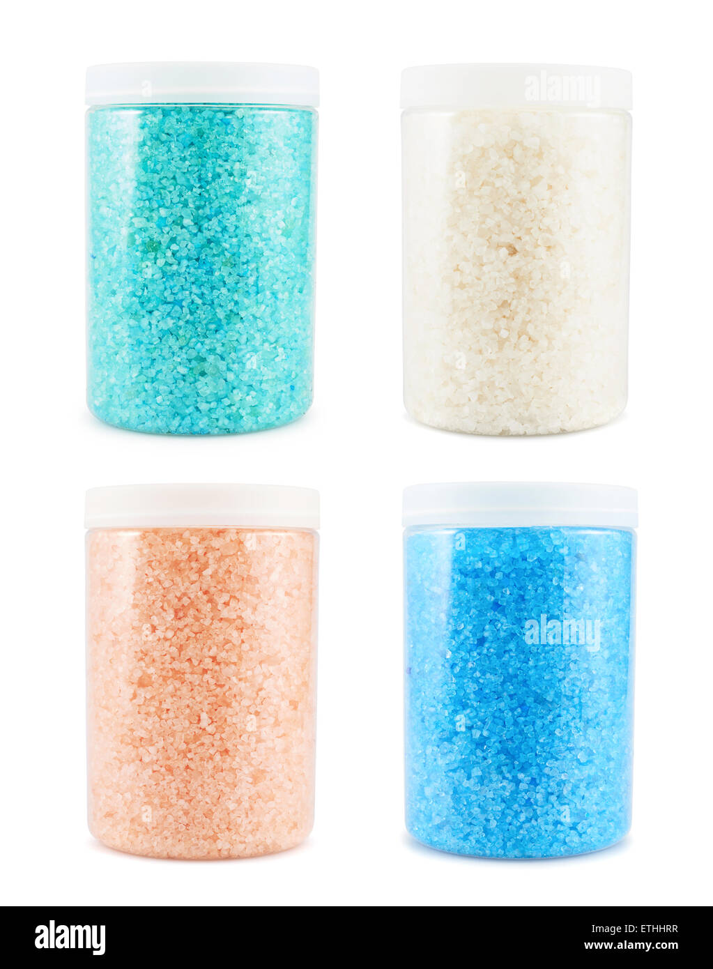 Plastic jar of the salt crystals Stock Photo - Alamy